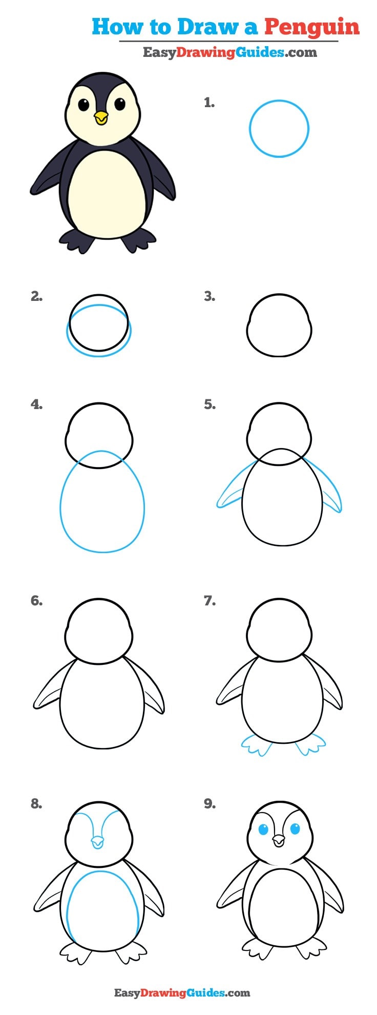 How To Draw A Penguin In A Few Easy Steps Easy Drawing Guides