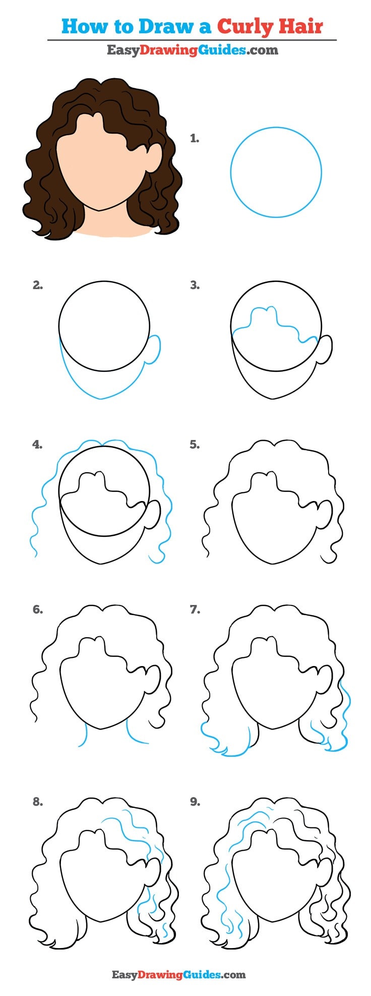 How To Draw Curly Hair Really Easy Drawing Tutorial