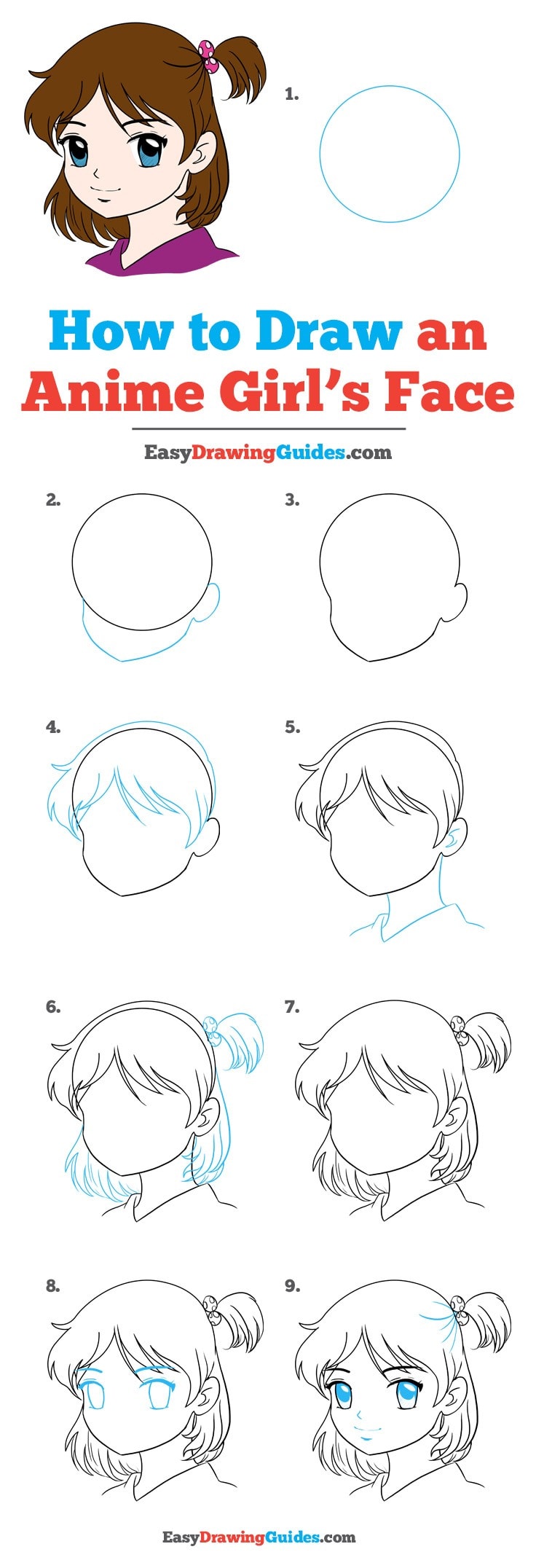 How To Draw An Anime Girl Face Really Easy Drawing Tutorial