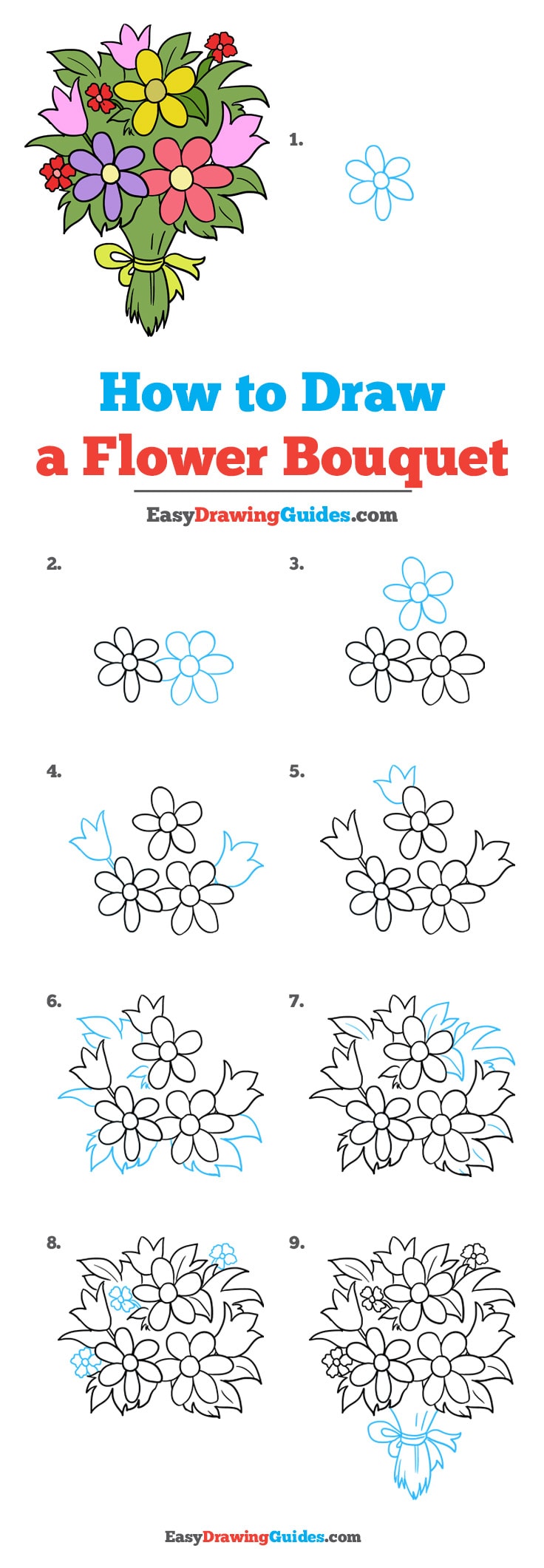 How To Draw A Flower Bouquet Really Easy Drawing Tutorial