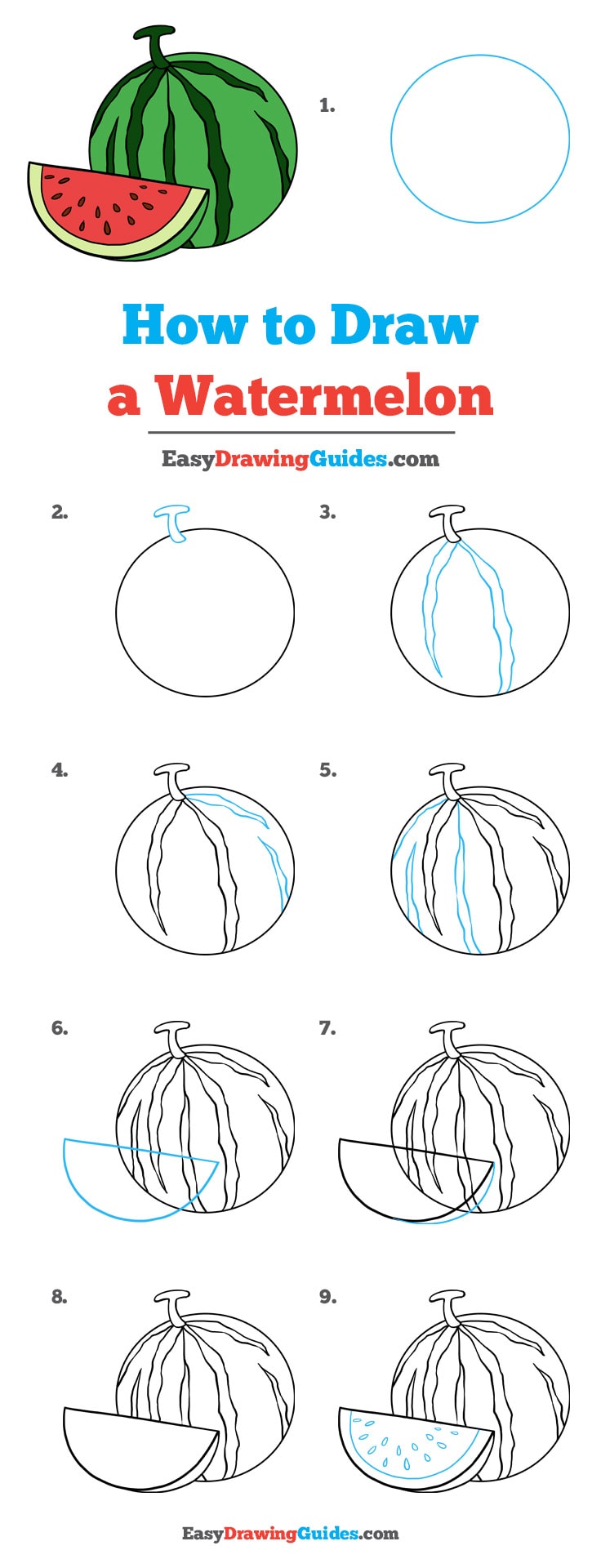 How To Draw A Watermelon Really Easy Drawing Tutorial