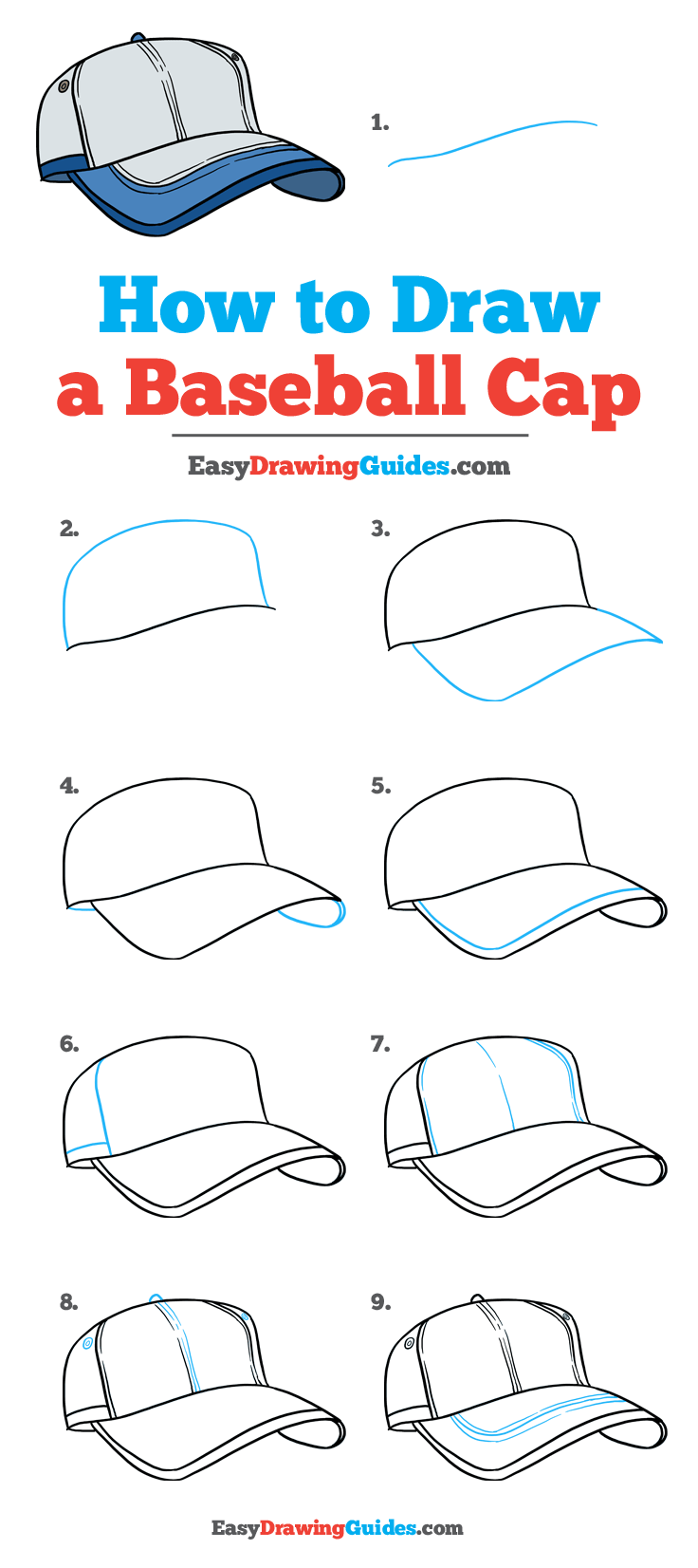 How To Draw A Baseball Cap Really Easy Drawing Tutorial