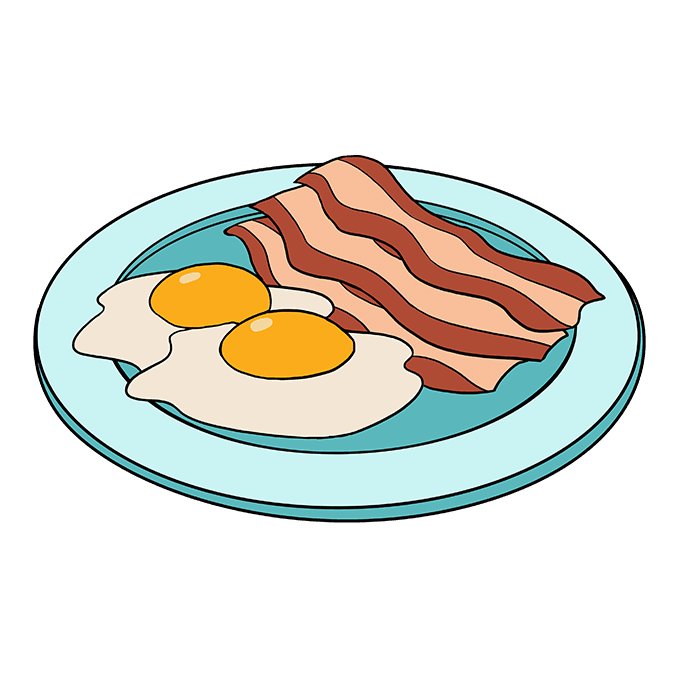 How To Draw Bacon And Eggs Really Easy Drawing Tutorial