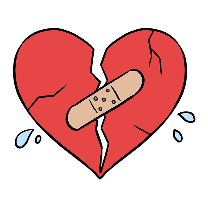 How To Draw A Broken Heart Really Easy Drawing Tutorial