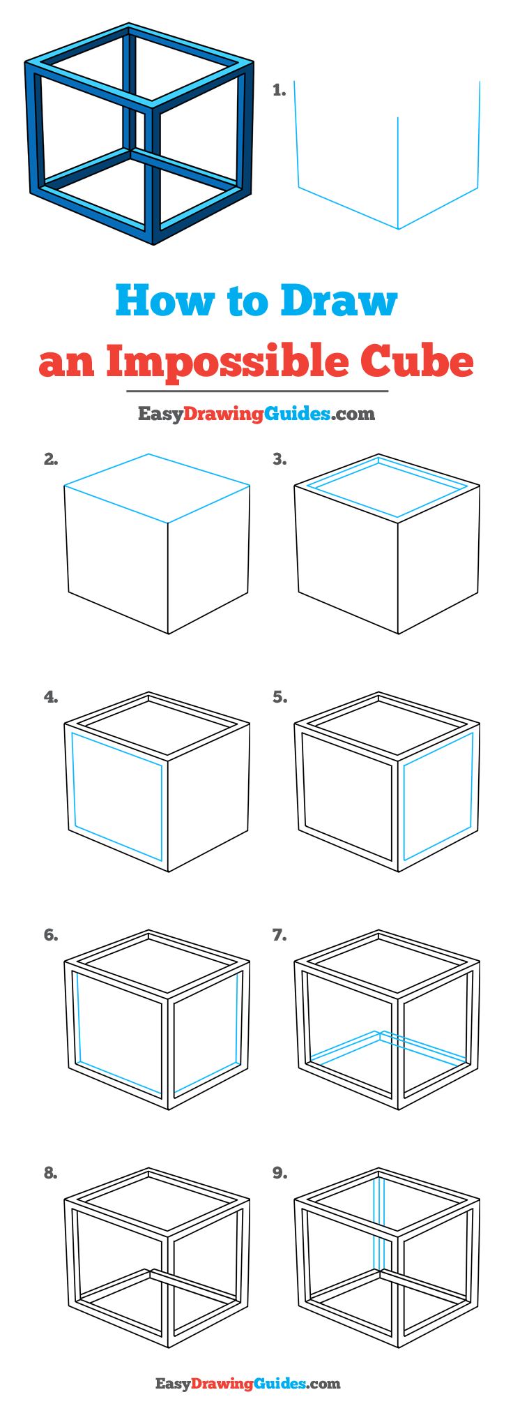 How To Draw An Impossible Cube Really Easy Drawing Tutorial