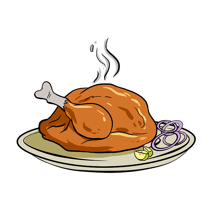 How To Draw A Turkey Dinner Really Easy Drawing Tutorial