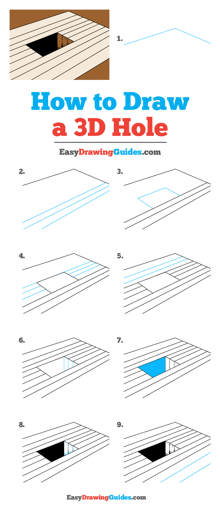 3D Step By Step Drawings How To Draw 3d Steps In A Hole Easy 3d Trick 