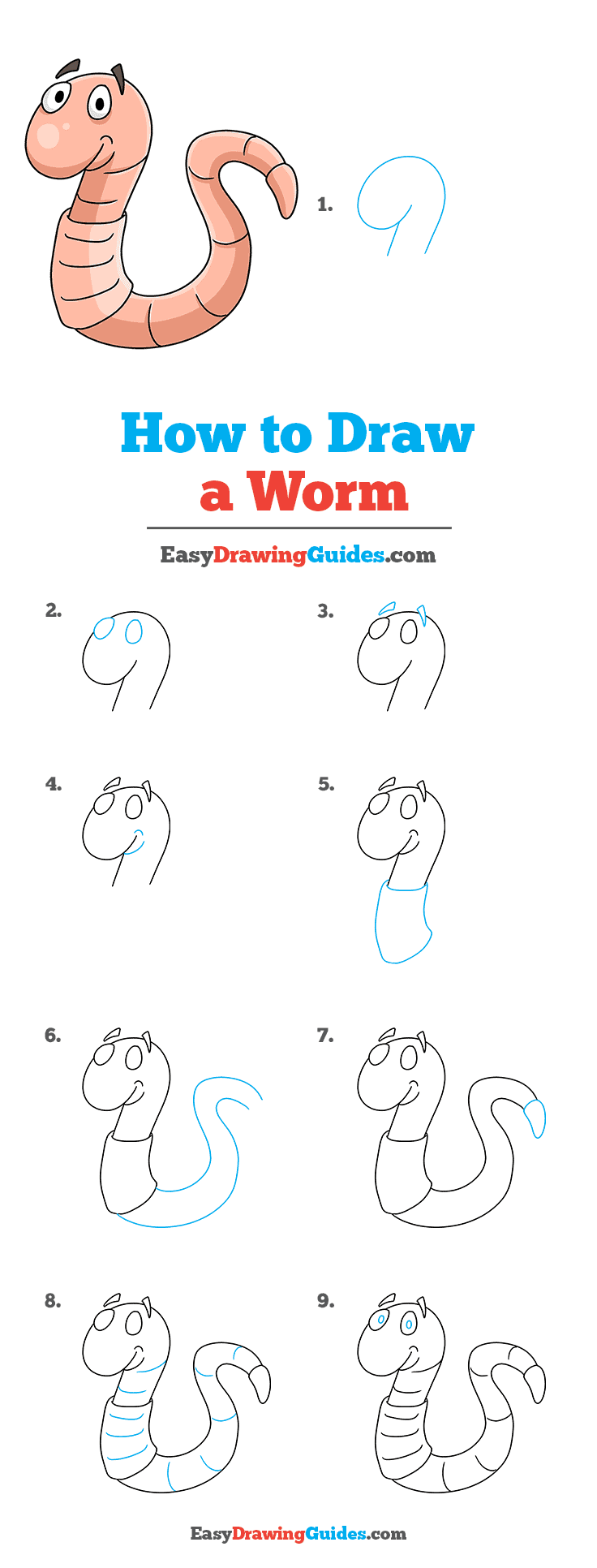 How To Draw A Worm Really Easy Drawing Tutorial