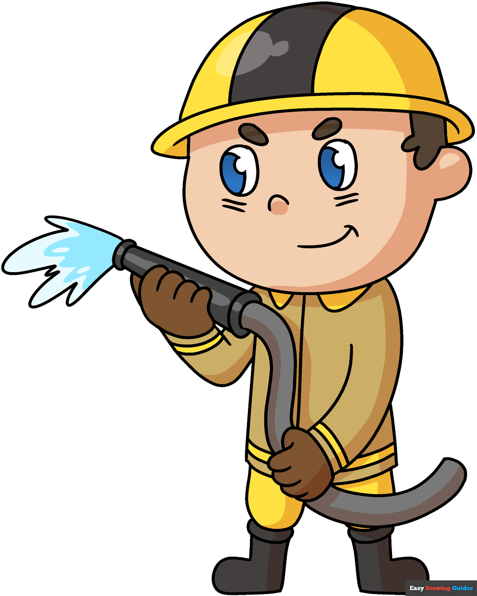Firefighter Fighting Fire Drawing