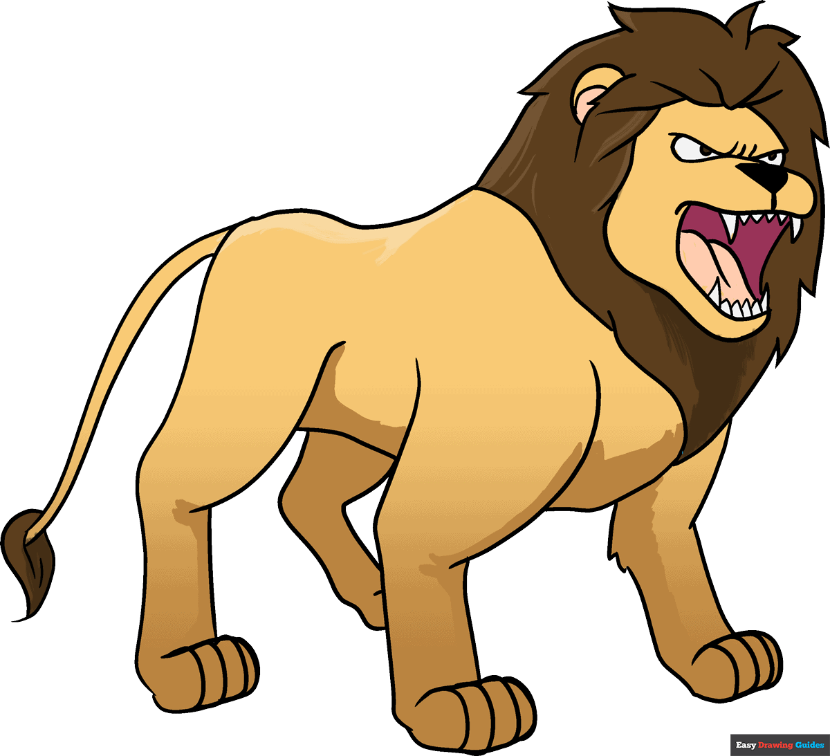 How To Draw A Lion Roaring Really Easy Drawing Tutorial