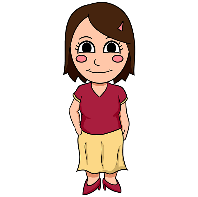 How To Draw A Cartoon Mom Really Easy Drawing Tutorial