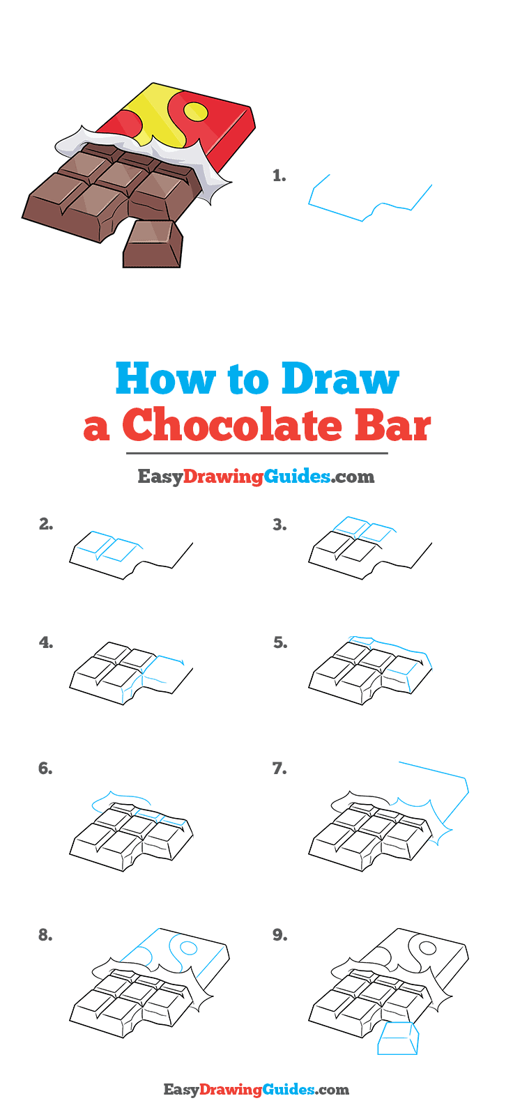 How To Draw A Cute Chocolate Bar Drawing For Kids Drawingforkids