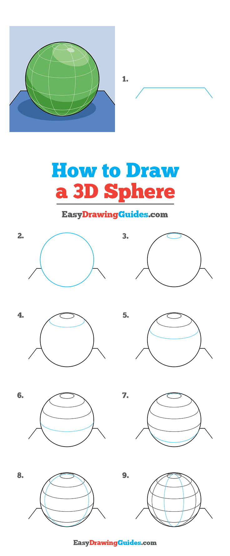 How To Draw A 3D Sphere Really Easy Drawing Tutorial