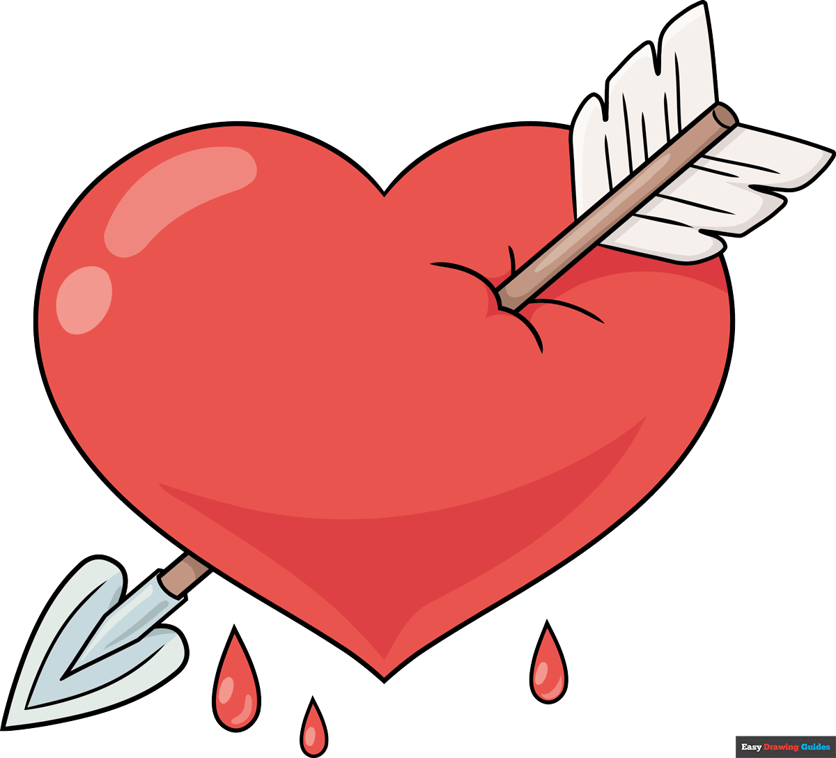 How To Draw A Heart With Arrow Really Easy Drawing Tutorial