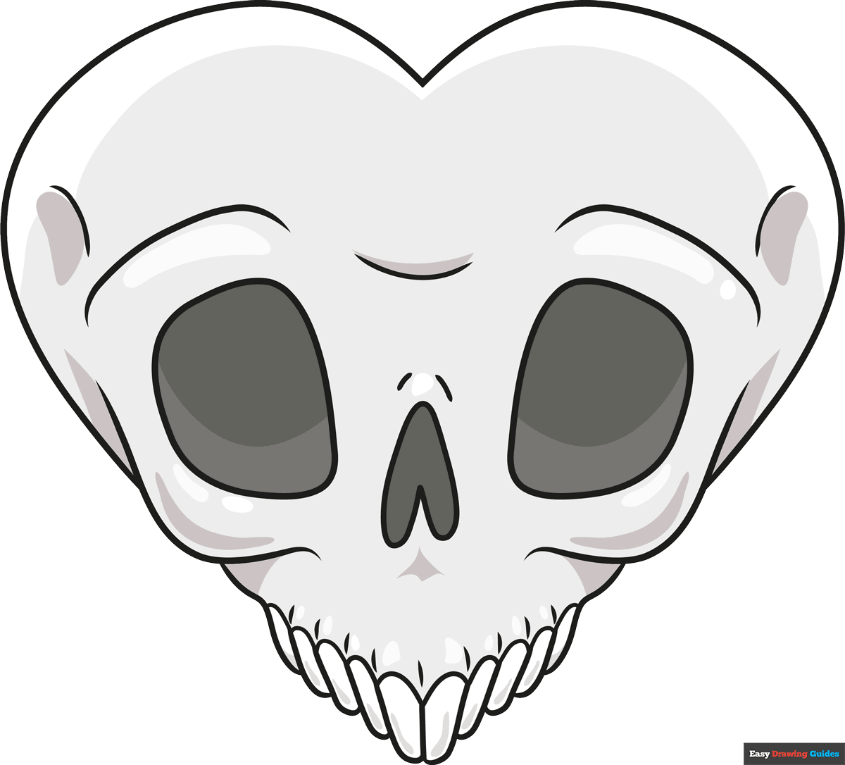 How To Draw A Skull Heart Really Easy Drawing Tutorial
