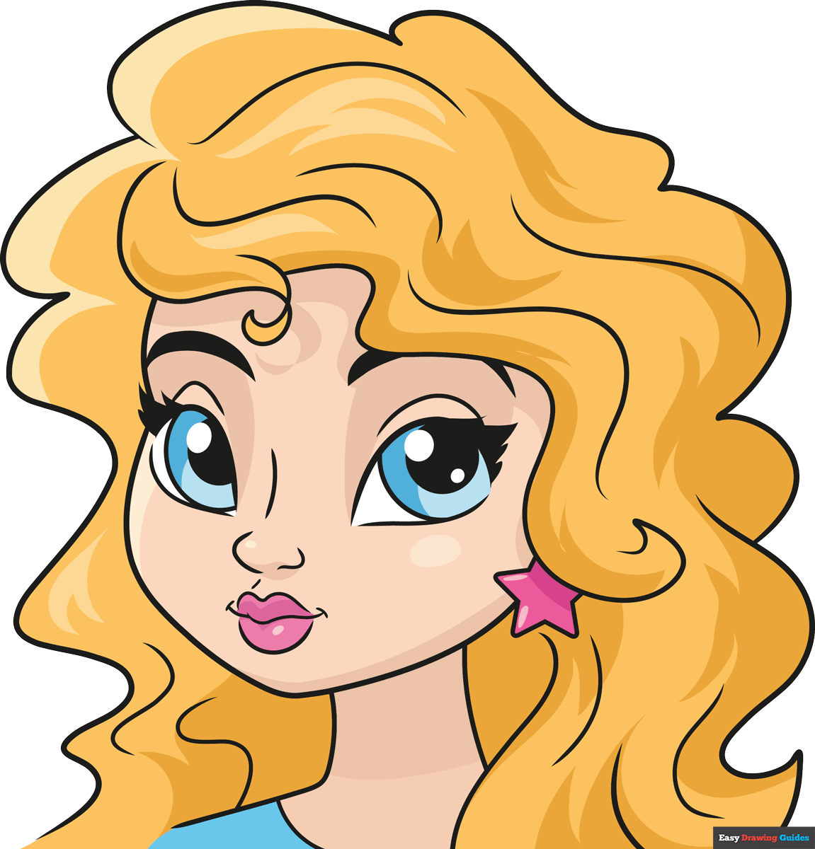 How To Draw A Cute Girl Face Really Easy Drawing Tutorial