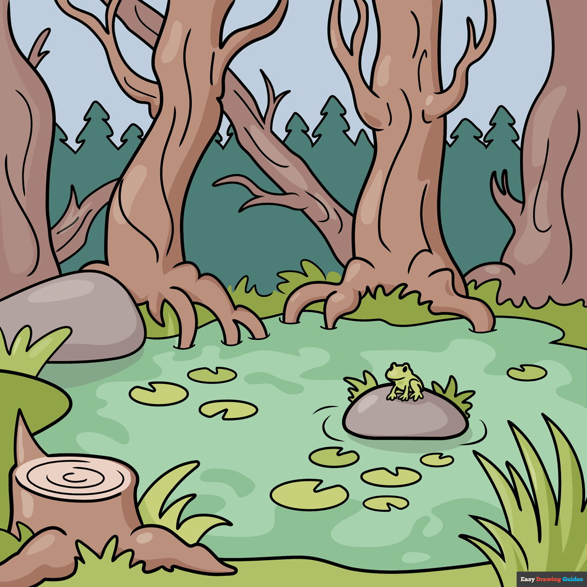 How To Draw A Swamp Really Easy Drawing Tutorial