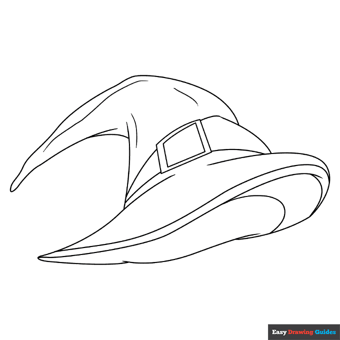 Witch Hat Coloring Page Easy Drawing Guides