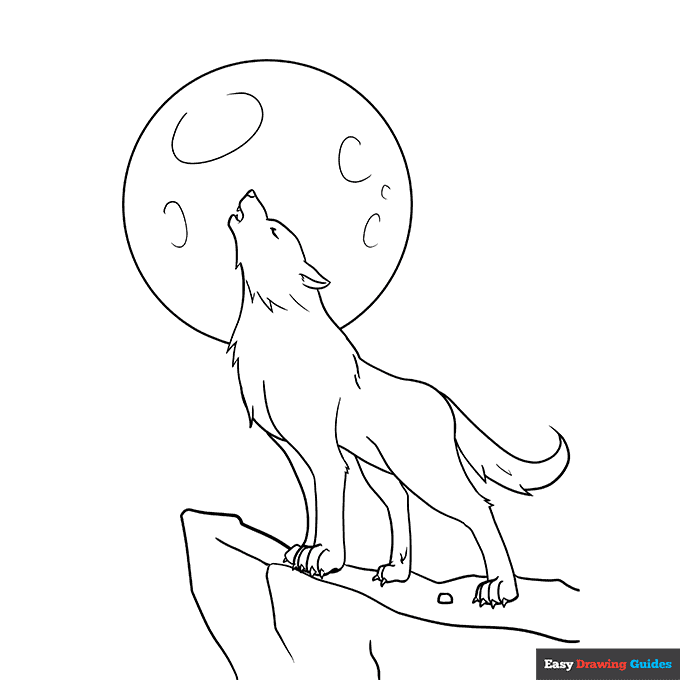 Wolf Howling Coloring Page Easy Drawing Guides