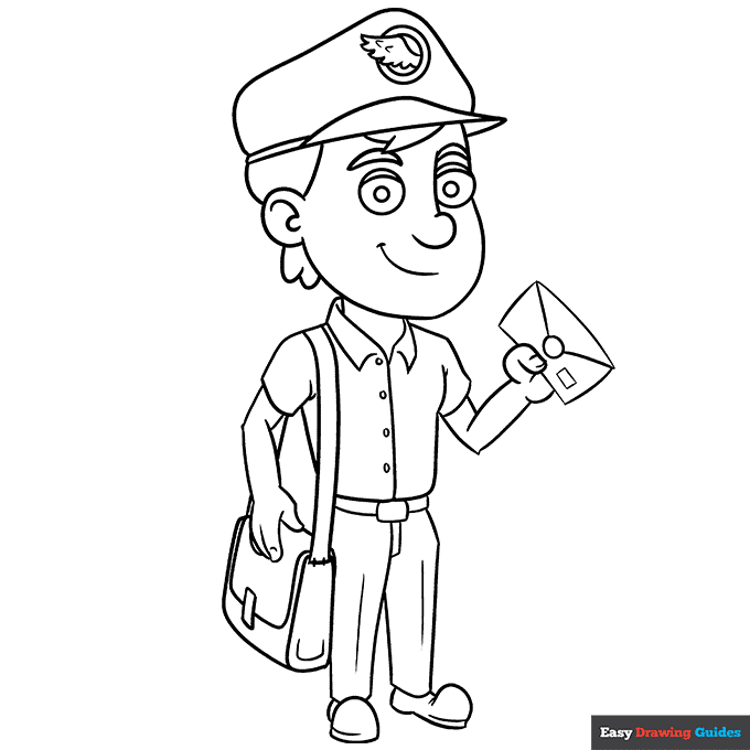 Postman Coloring Page Easy Drawing Guides Postman Coloring Page Easy Drawing Guides