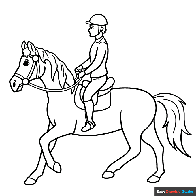 Horse Rider Coloring Page | Easy Drawing Guides Horse Rider Coloring Page | Easy Drawing Guides