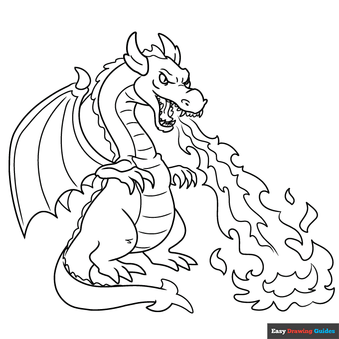 Fire Breathing Dragon Coloring Page Easy Drawing Guides Fire Breathing Dragon Coloring Page Easy Drawing Guides