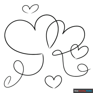 Heart Line Drawing Coloring Page | Easy Drawing Guides