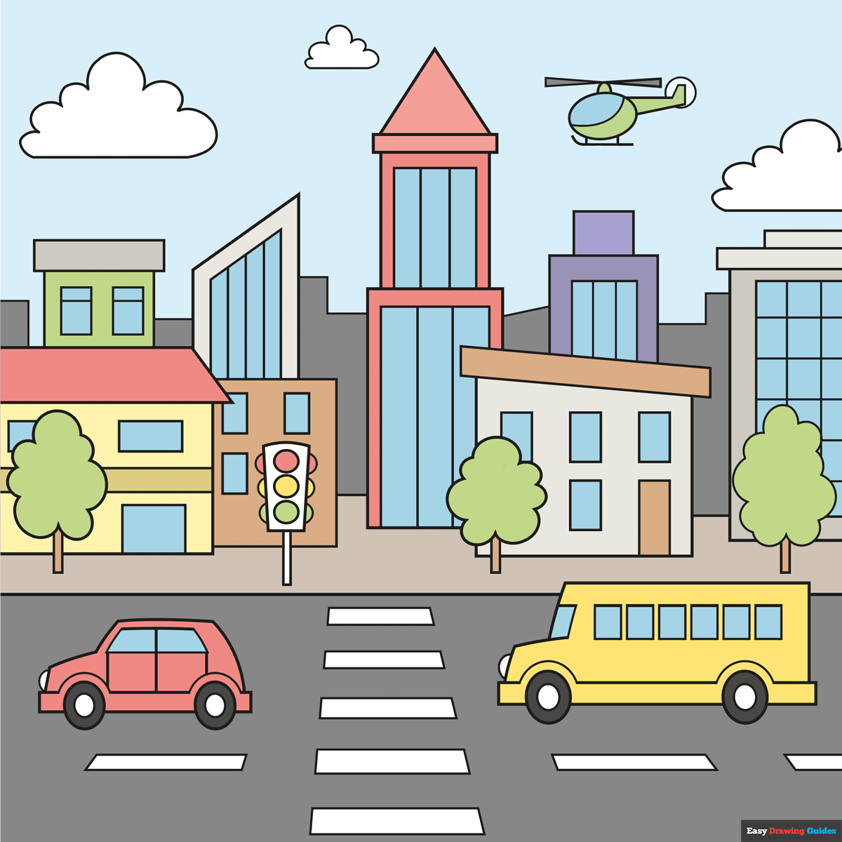 Town Drawing For Kids Town Drawing For Kids