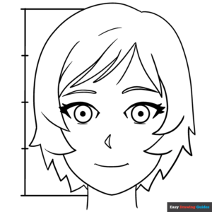 Anime Head and Face in Front View Coloring Page | Easy Drawing Guides