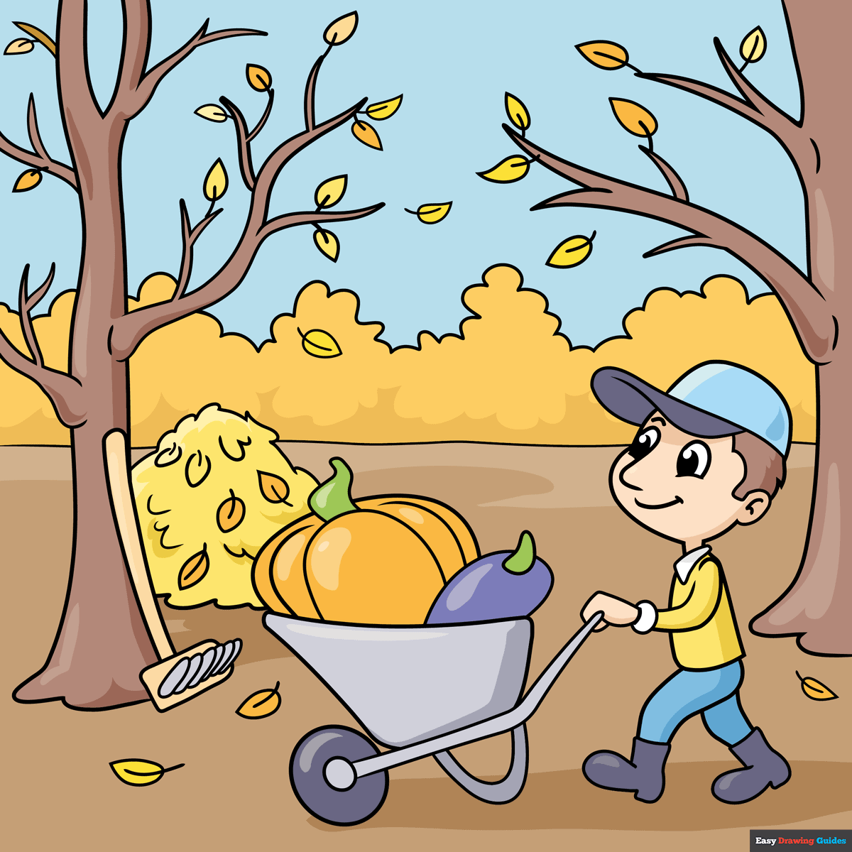 How To Draw The Autumn Season Really Easy Drawing Tutorial
