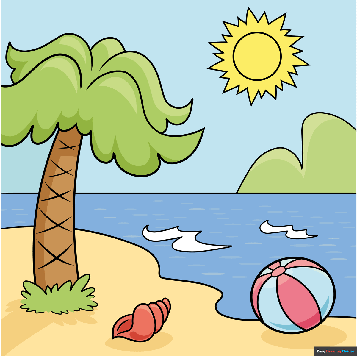 Beach Drawing Step By Step Beach Drawing Step By Step
