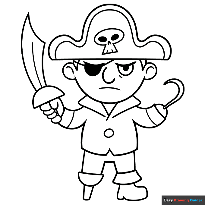 Cartoon Pirate Coloring Page Easy Drawing Guides