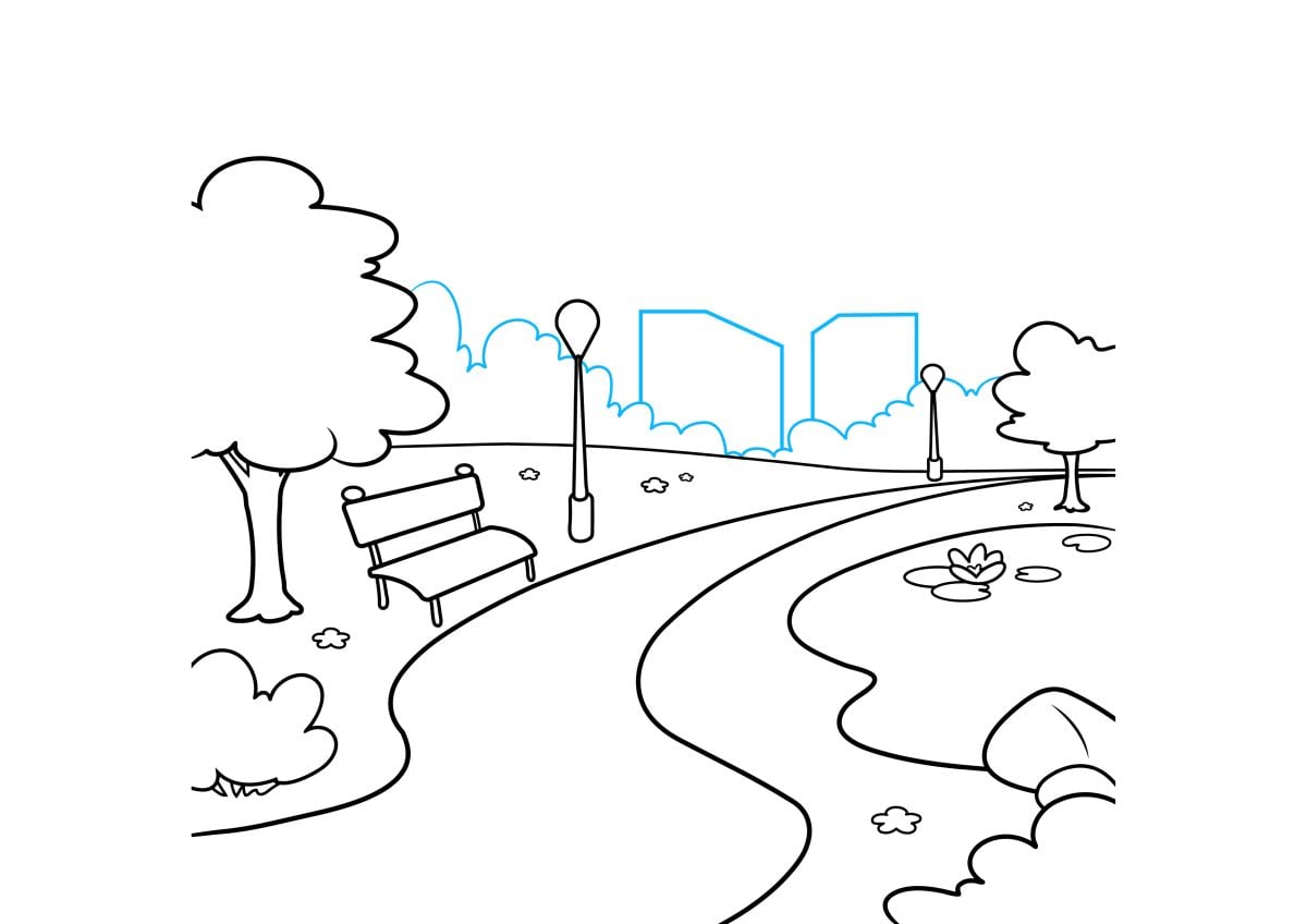 Park Drawing Easy For Kids Step By Step