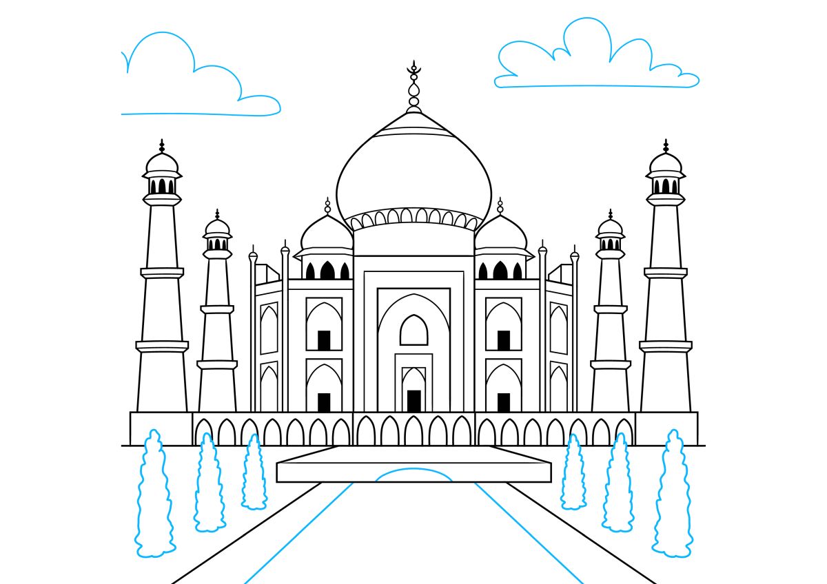 How To Draw Taj Mahal Step By Step Very Easy Drawing Speed