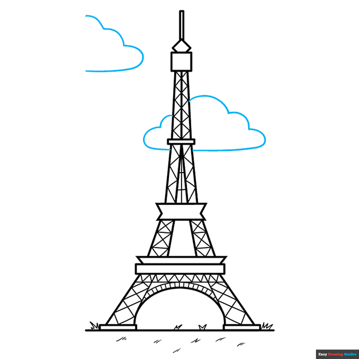 Eiffel Tower Drawing Easy Outline