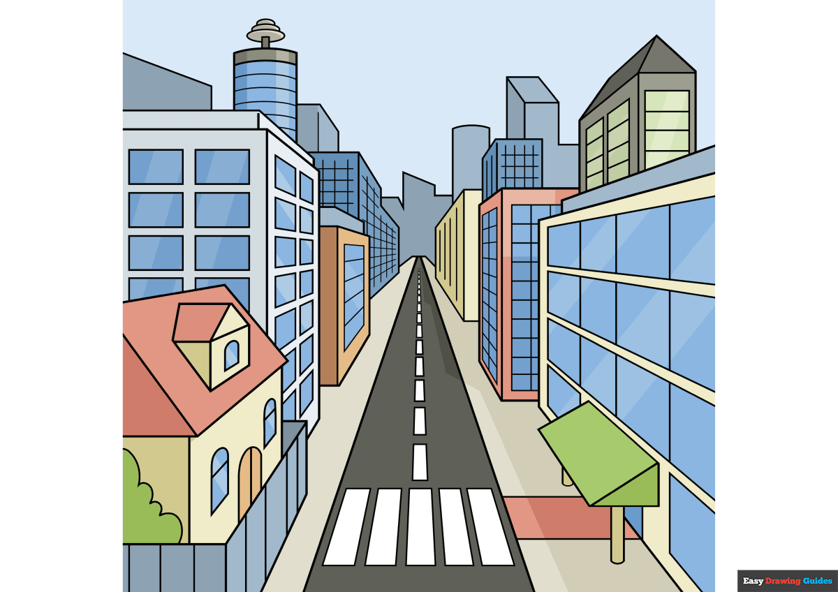 How To Draw An Easy City In One Point Perspective Really Easy Drawing How To Draw An Easy City In One Point Perspective Really Easy Drawing