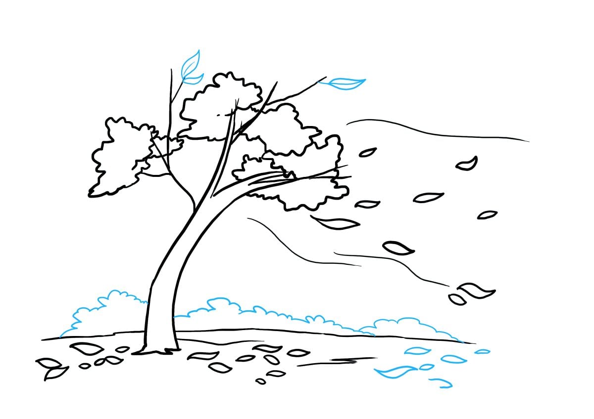 Tree With Falling Leaves Drawing Tree With Falling Leaves Clip Art