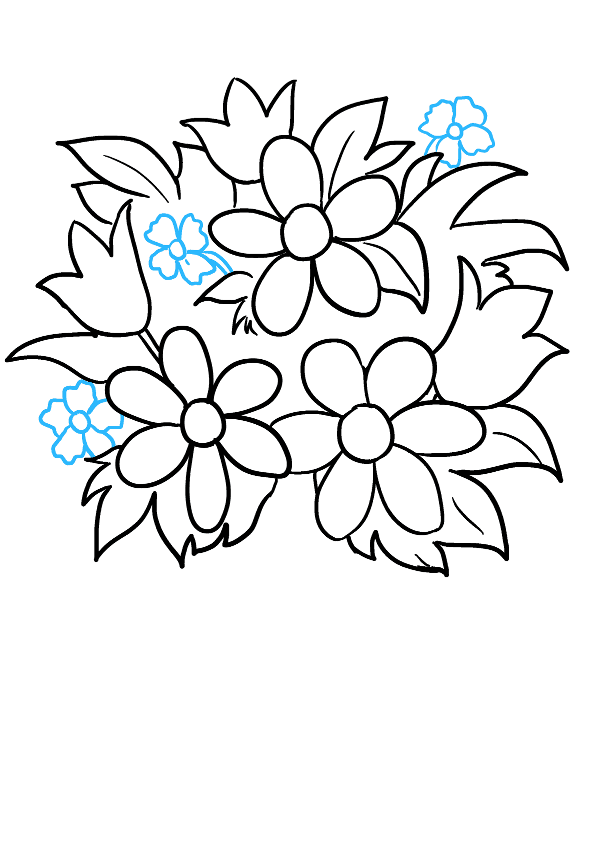Easy Flower Bouquet Drawing Step By Step Tutorial