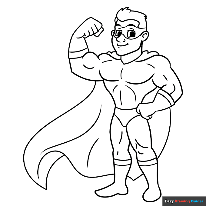 Superhero Coloring Page Easy Drawing Guides Superhero Coloring Page Easy Drawing Guides