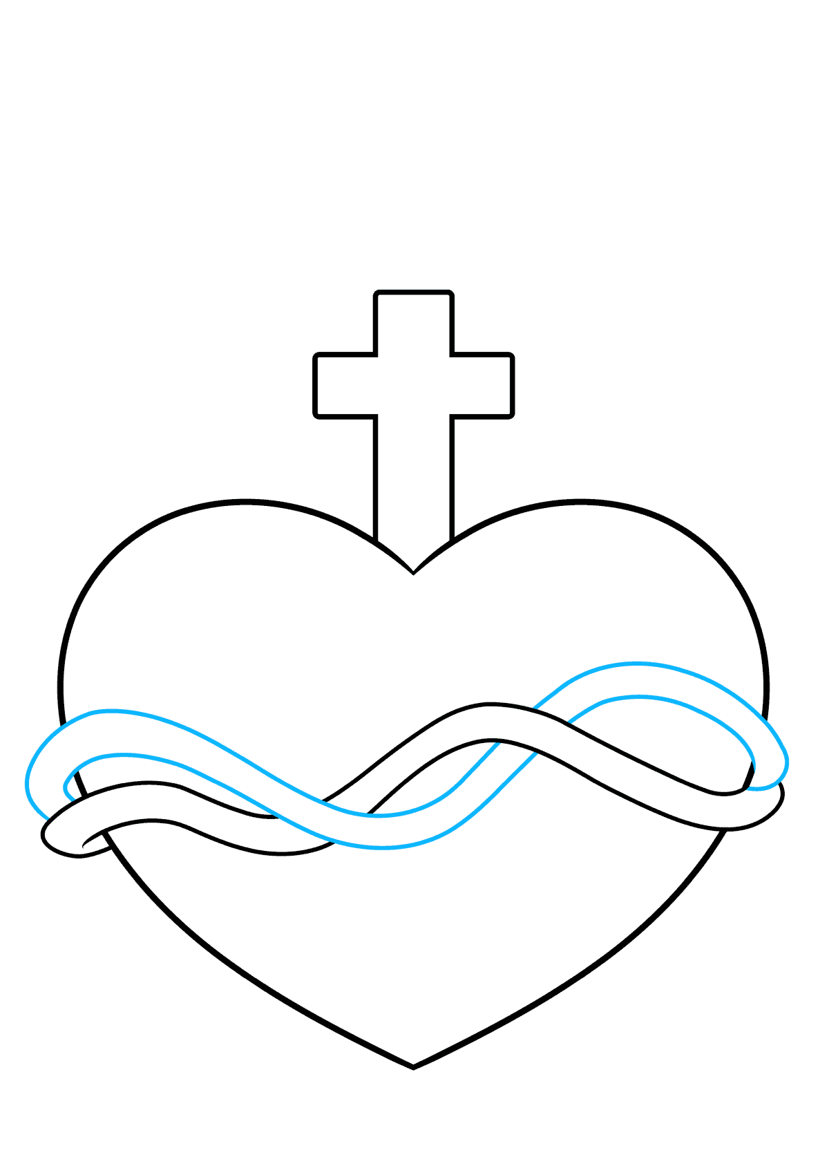 Heart With Cross Inside Drawing