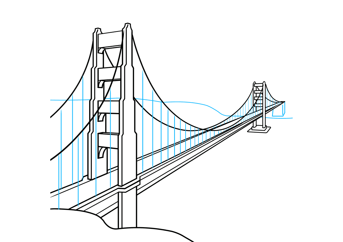 Golden Gate Bridge Drawing Step By Step Golden Gate Bridge Drawing