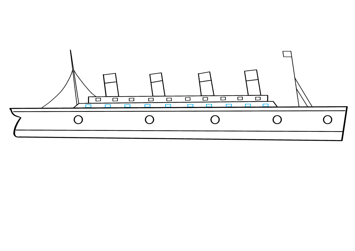 Titanic Ship Drawing For Kids How To Draw Titanic Easy Step By Step