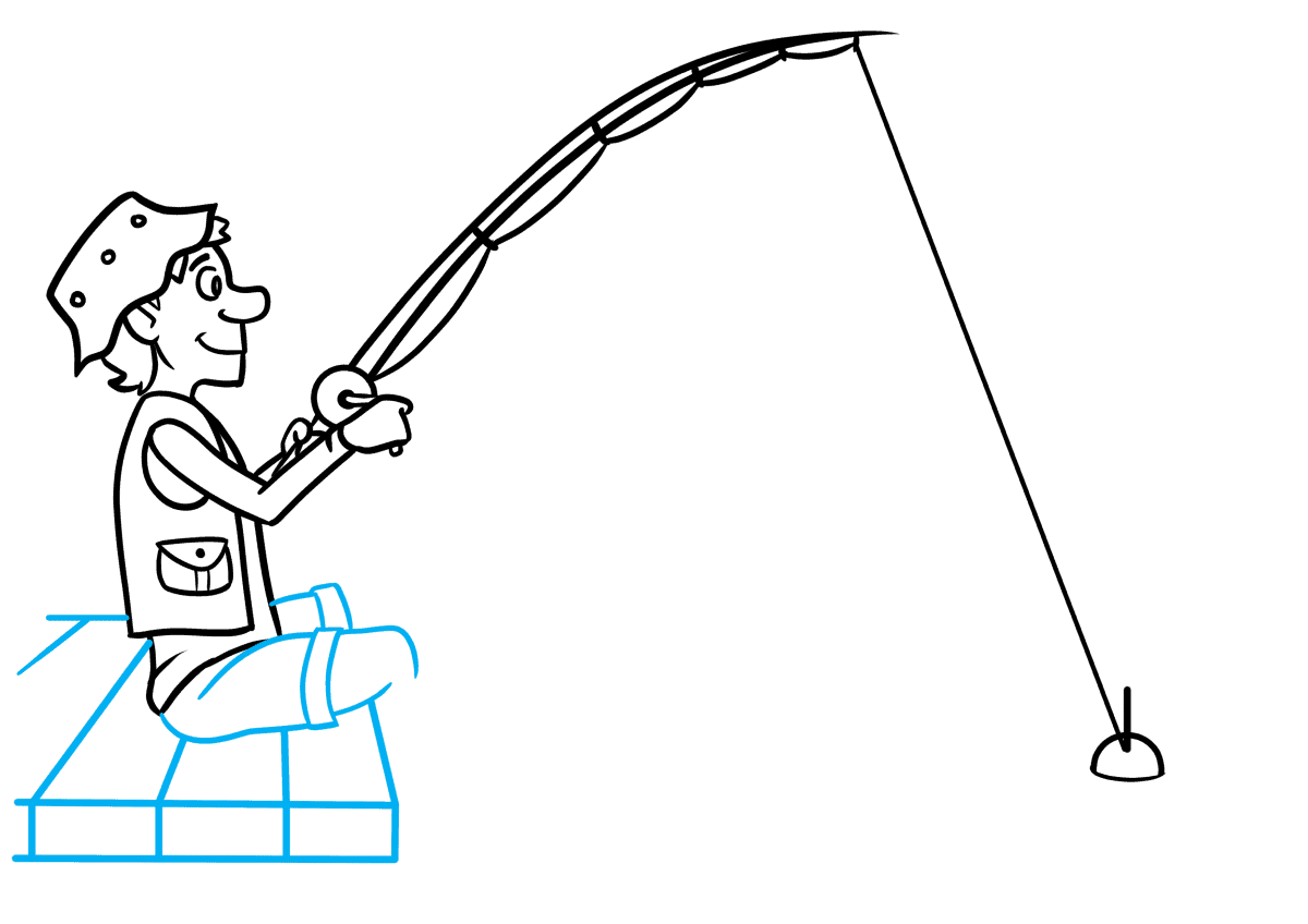 Line Drawing Of Man Fishing